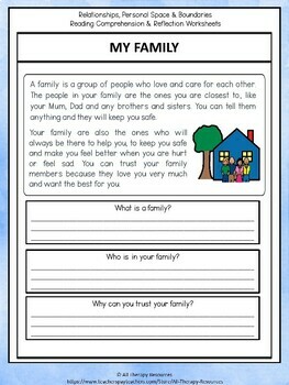 Relationships Personal Space & Boundaries I Reading Comprehension ...