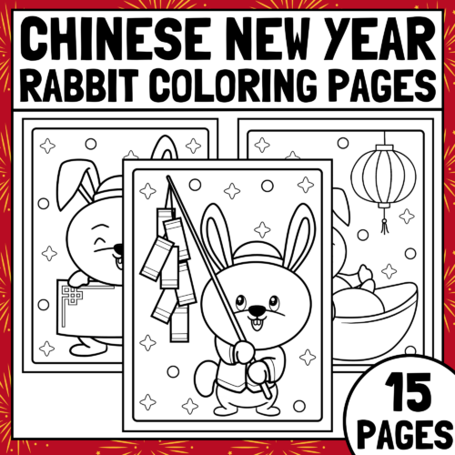 Chinese New Year Rabbit Coloring Pages | Lunar New Year Rabbit Coloring ...