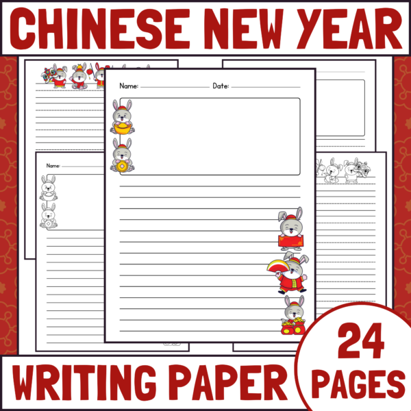 Chinese New Year Writing Paper with Lines for Primary and Elementary ...
