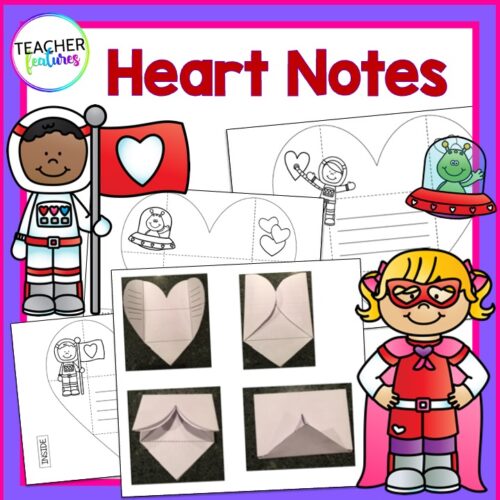 Valentines Day HEART CARDS THAT FOLD INTO ENVELOPES Craftivity | Made ...