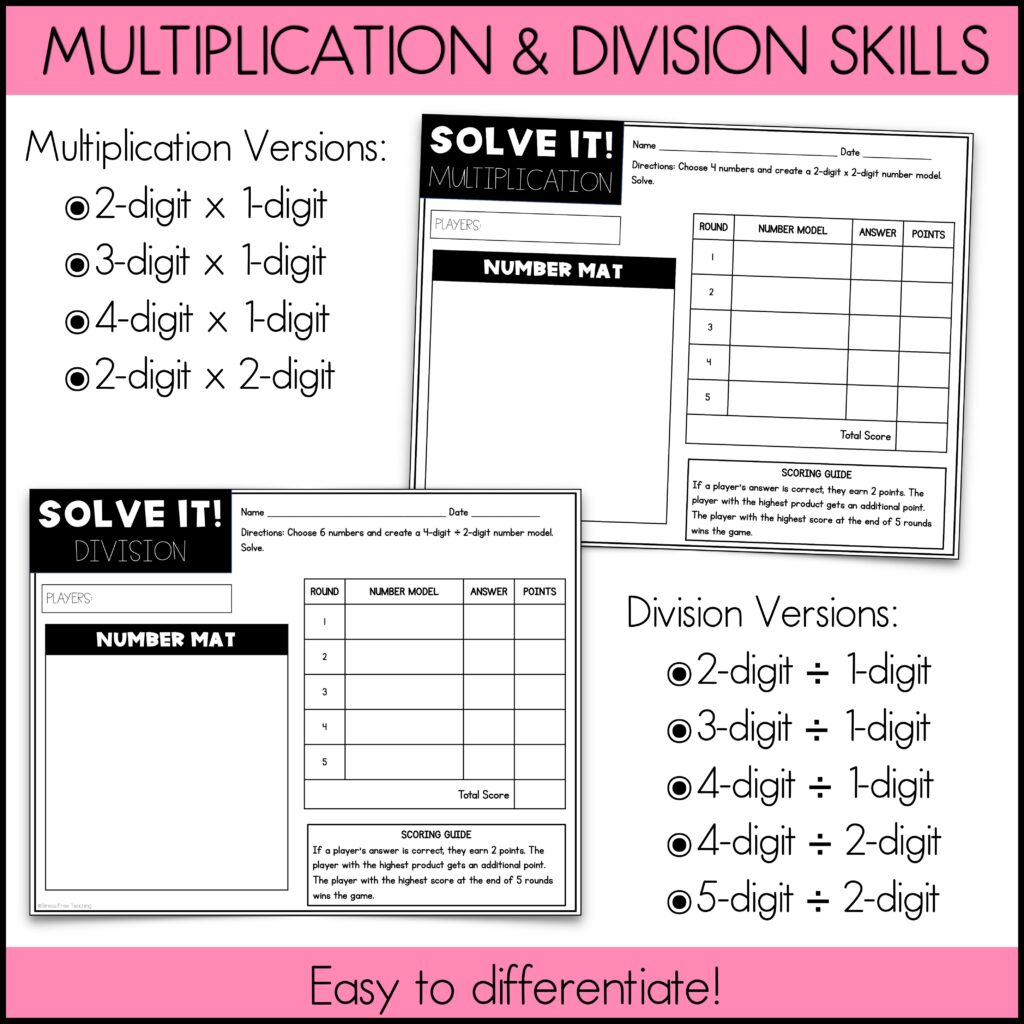 Math Skills Game - Addition, Subtraction, Multiplication, Division ...