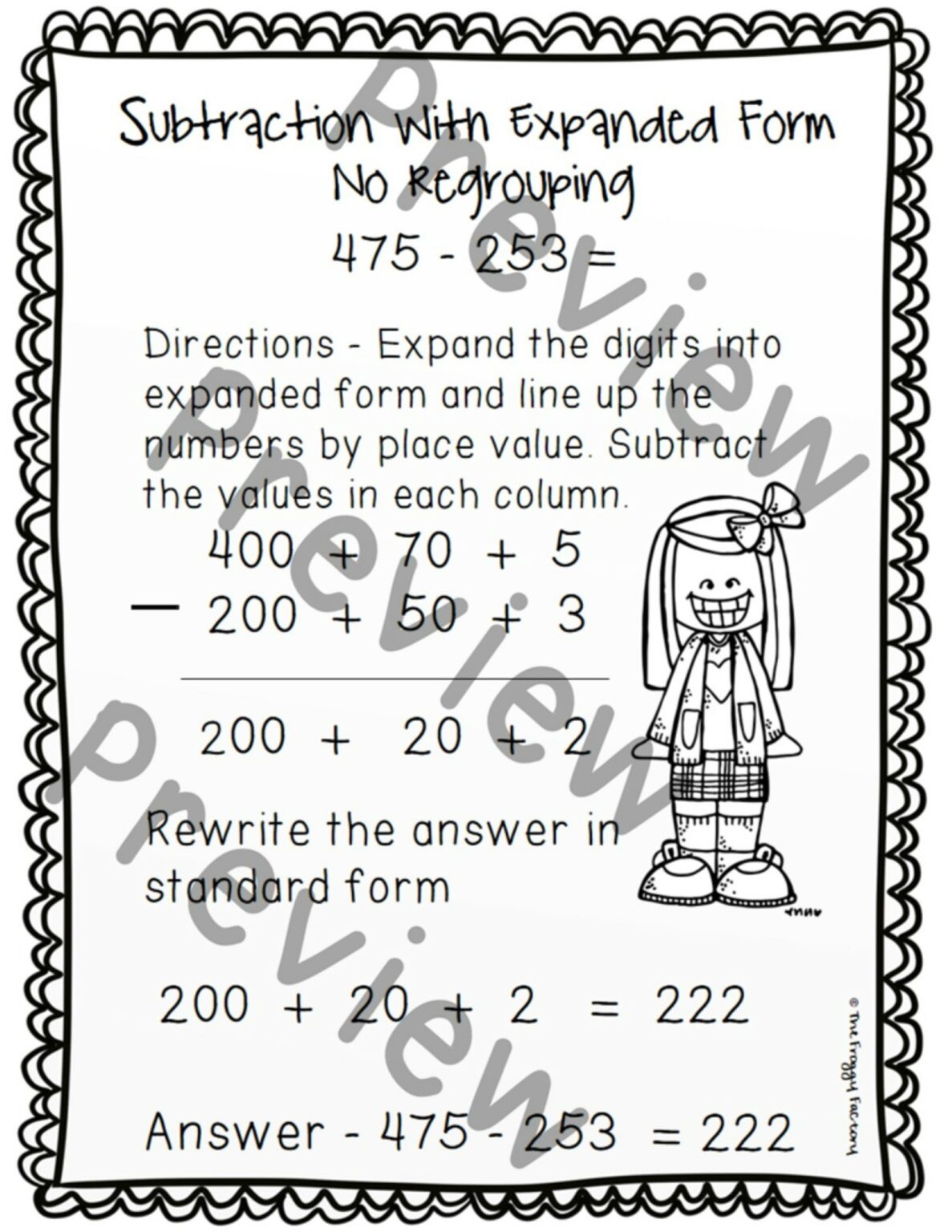 3 Digit Subtraction Expanded Form Strategy Worksheets Subtraction