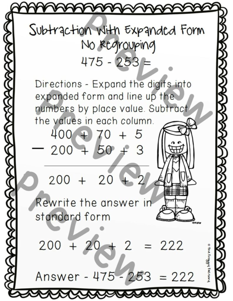 3 Digit Subtraction Expanded Form Strategy Worksheets | Subtraction ...