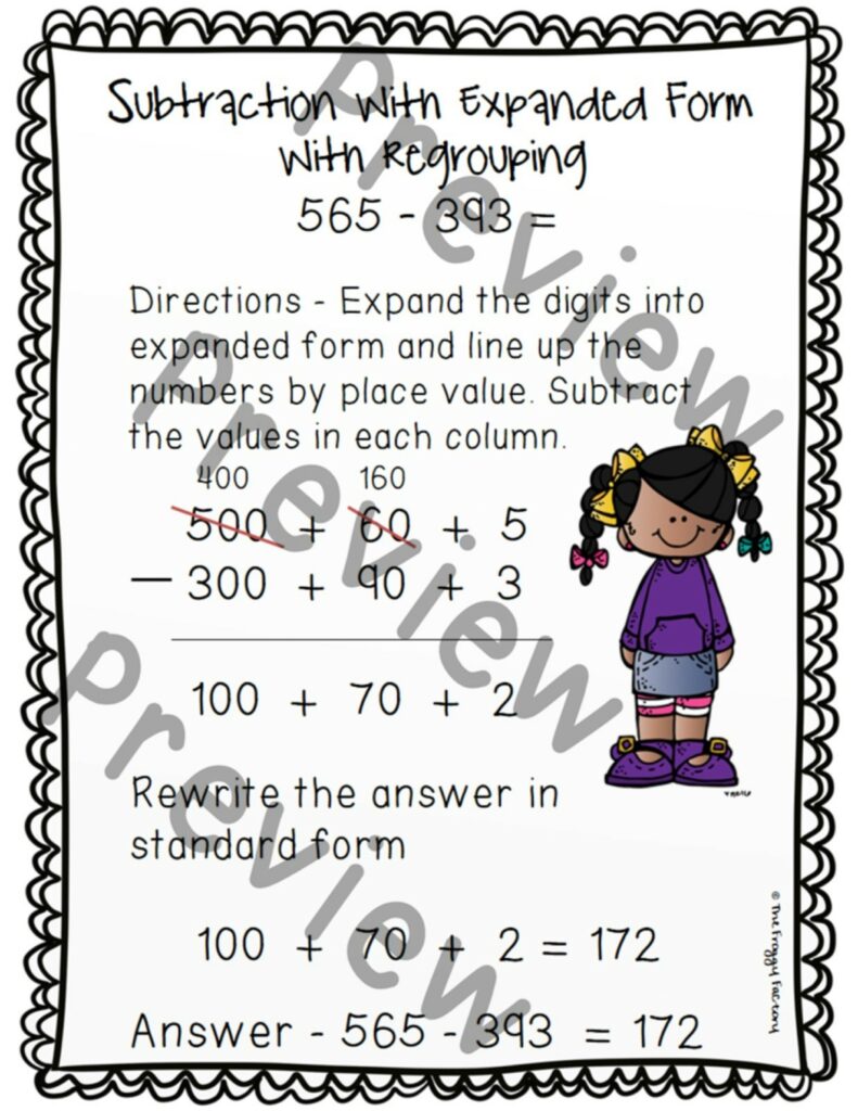 3 Digit Subtraction Expanded Form Strategy Worksheets | Subtraction ...