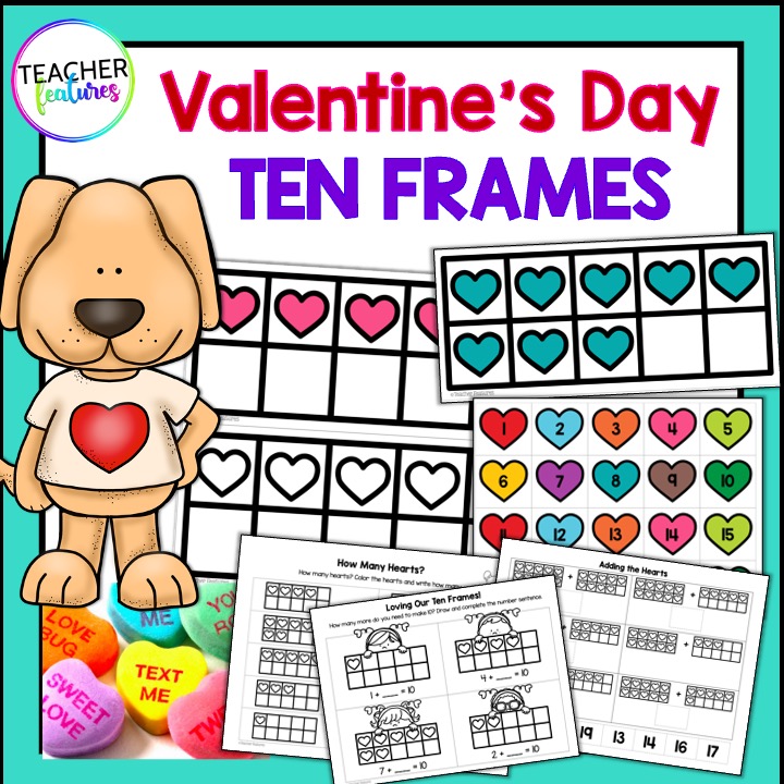 Valentine's Day Ten Frames-20 Cards plus Worksheets | Made By Teachers