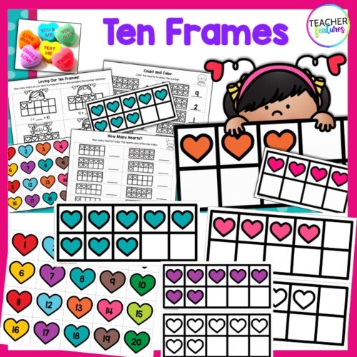 Valentine's Day Ten Frames-20 Cards plus Worksheets | Made By Teachers