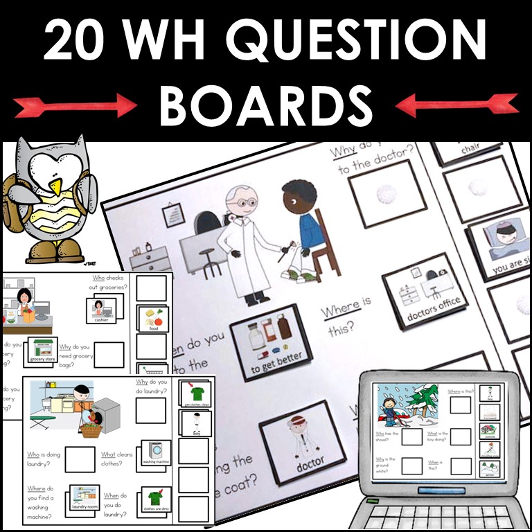 Interactive adapted WH Question activities for File Folders and digital ...
