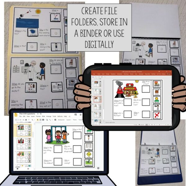 Interactive adapted WH Question activities for File Folders and digital ...