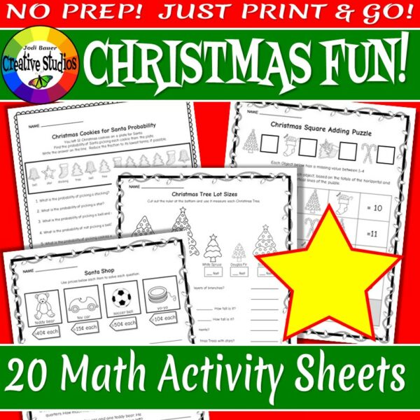 Christmas Fun! Math Activity Sheets - No Prep! | Made By Teachers
