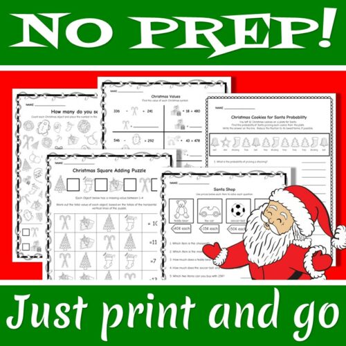 Christmas Fun! Math Activity Sheets - No Prep! | Made By Teachers