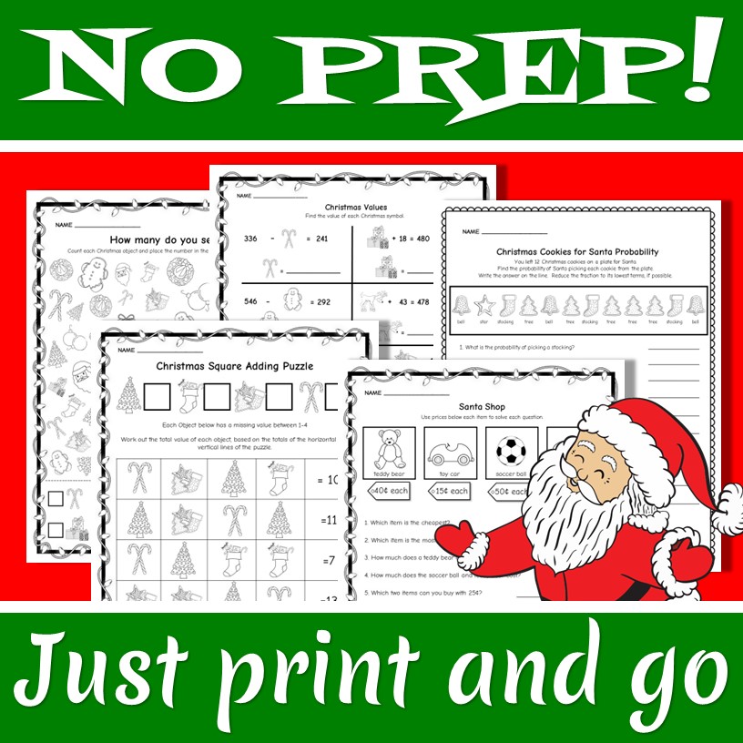 Christmas Fun! Math Activity Sheets - No Prep! | Made By Teachers