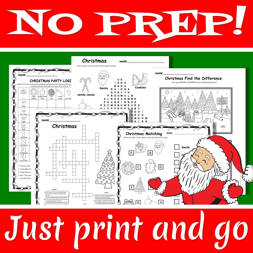 Christmas Fun! English Activity Sheets - No Prep! | Made By Teachers