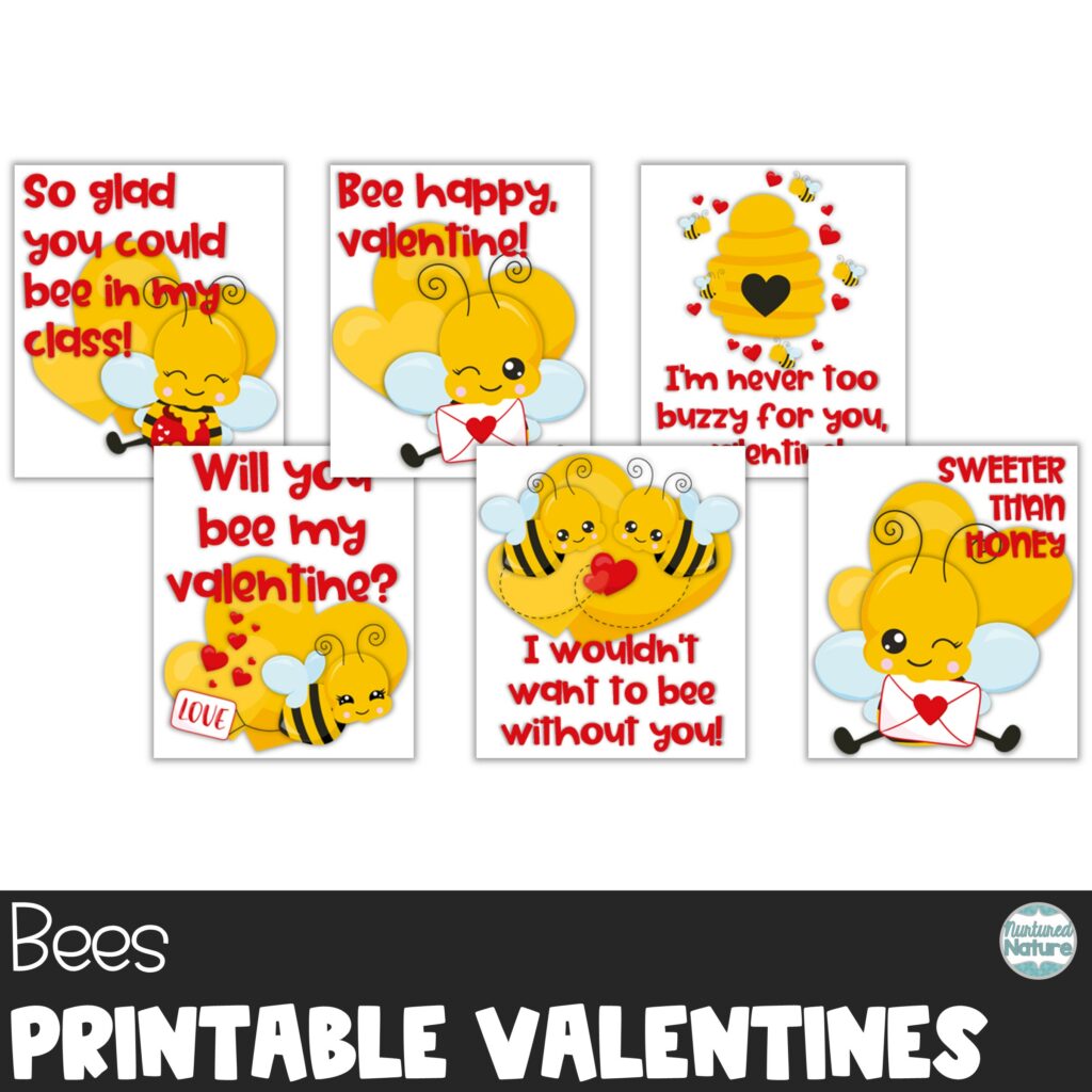 Bees Printable Valentine’s Day Cards for Students Class Exchange | Made ...