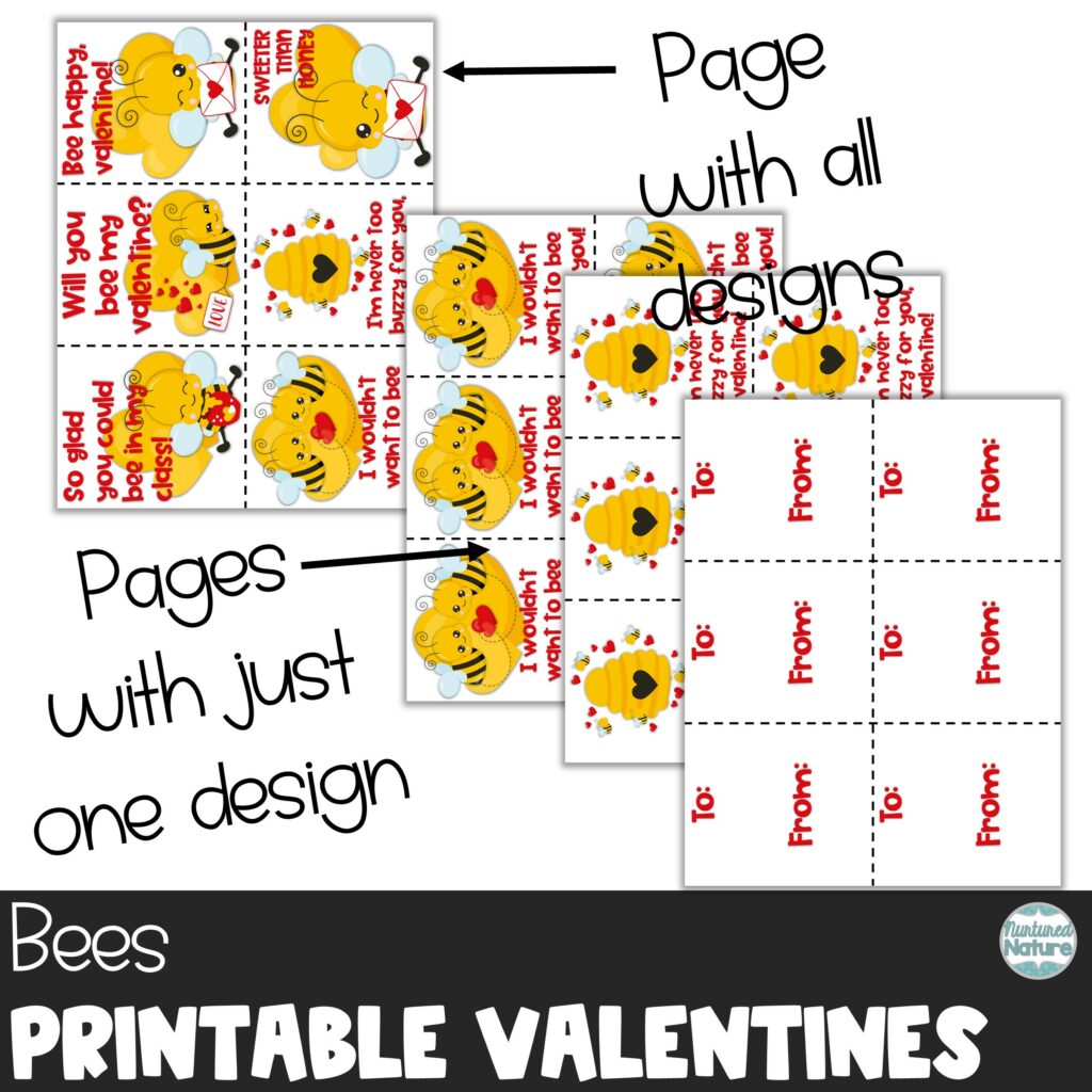 Bees Printable Valentine’s Day Cards for Students Class Exchange | Made ...