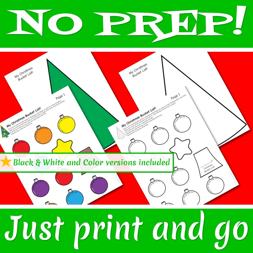 Christmas Tree Bucket List Craft - No Prep! | Made By Teachers