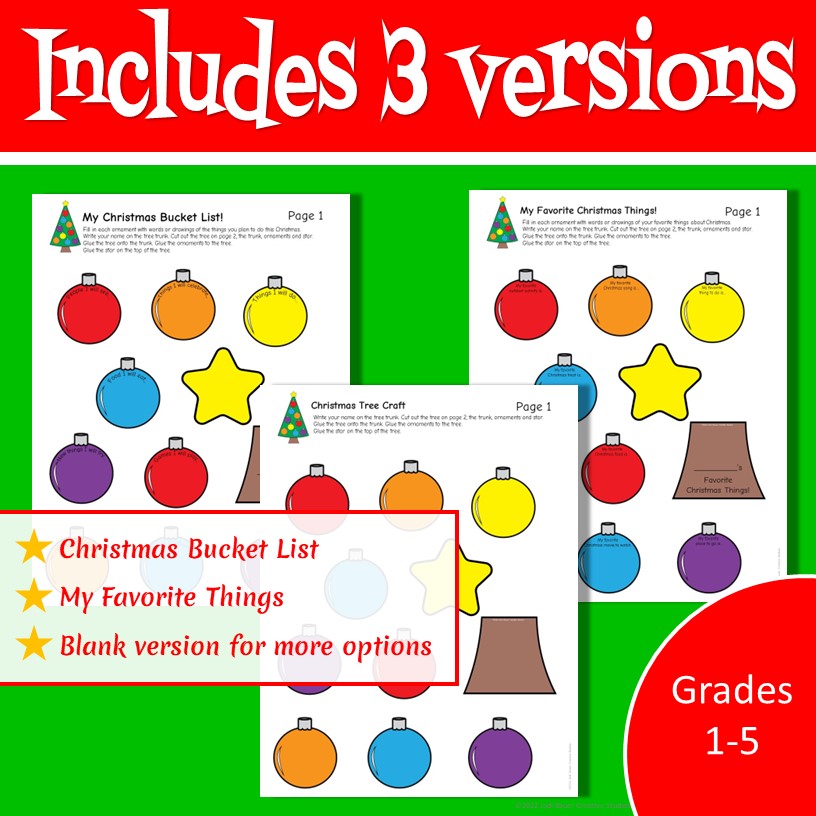 Christmas Tree Bucket List Craft - No Prep! | Made By Teachers