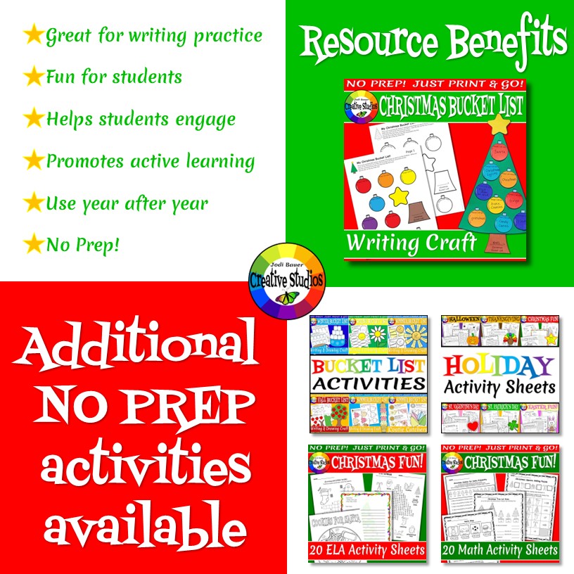 Christmas Tree Bucket List Craft - No Prep! | Made By Teachers