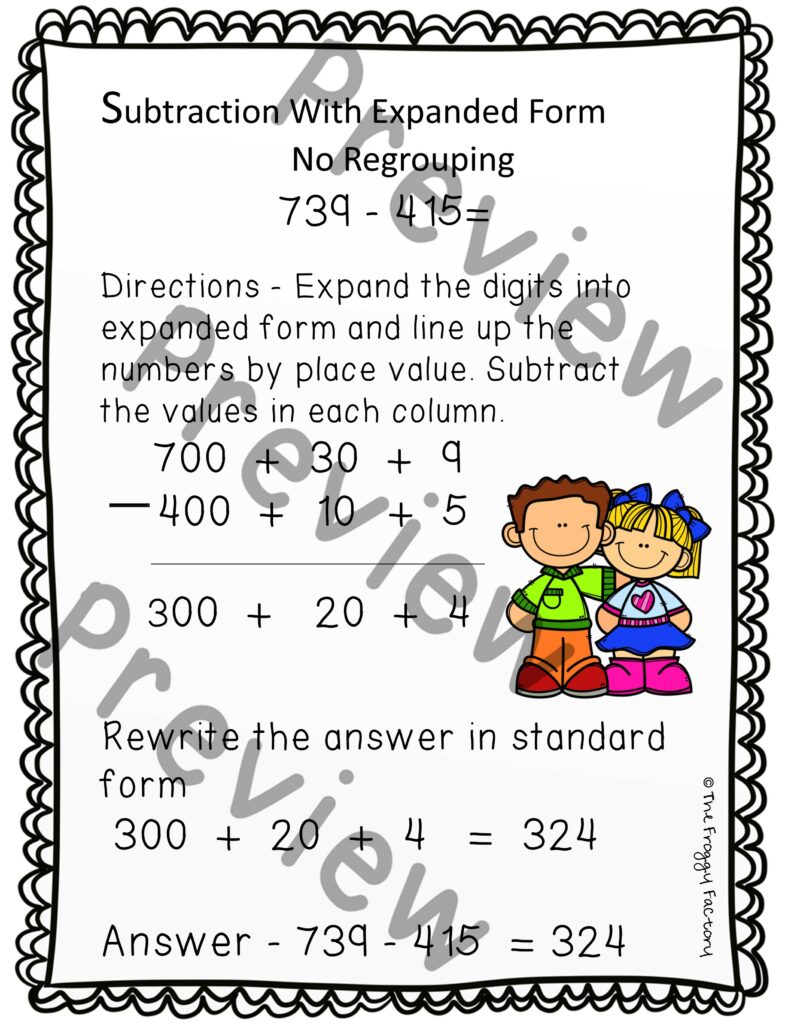 3 Digit Subtraction Expanded Form Subtraction Strategy Worksheets