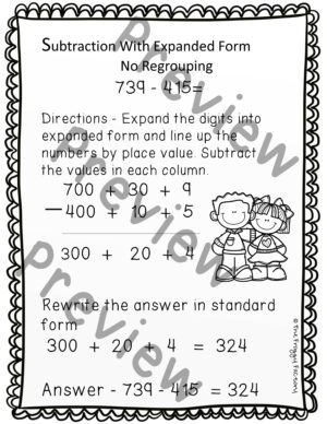 3 Digit Subtraction Expanded Form | Subtraction Strategy Worksheets ...