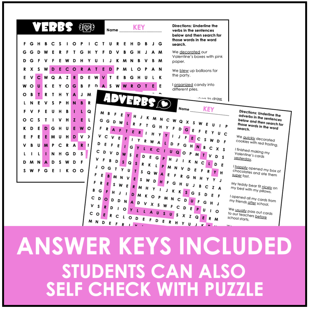 Valentine's Day Activity Word Search Grammar Practice | Digital or ...