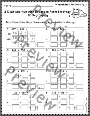 3 Digit Addition Expanded Form | Addition Strategies Worksheets | Made ...