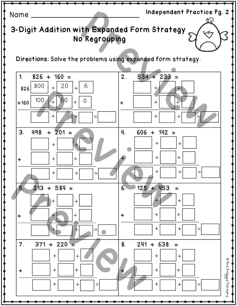3 Digit Addition Expanded Form | Addition Strategies Worksheets | Made ...