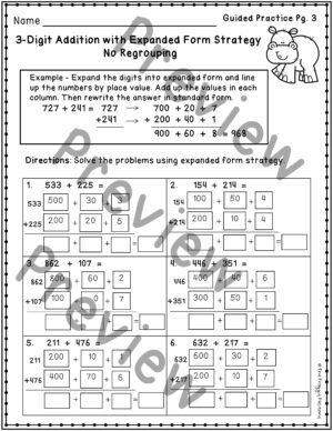 3 Digit Addition Expanded Form | Addition Strategies Worksheets | Made ...