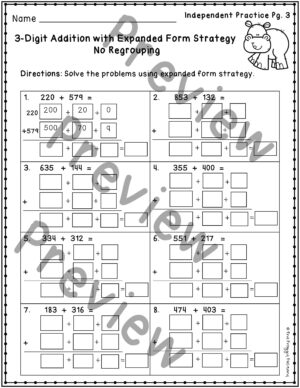 3 Digit Addition Expanded Form | Addition Strategies Worksheets | Made ...