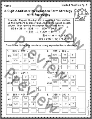 3 Digit Addition Expanded Form | Addition Strategies Worksheets | Made ...