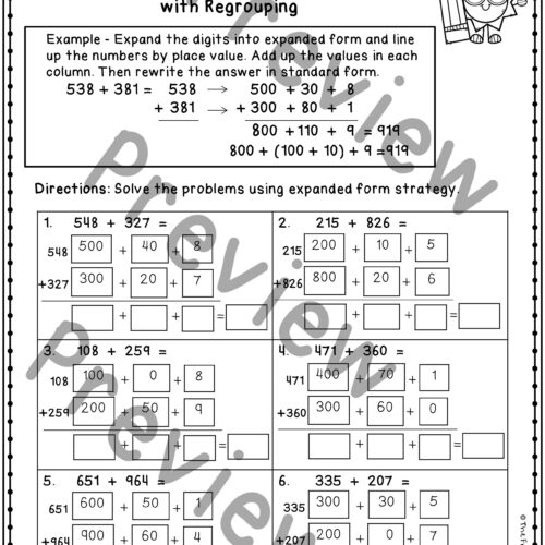 3 Digit Addition Expanded Form | Addition Strategies Worksheets | Made ...