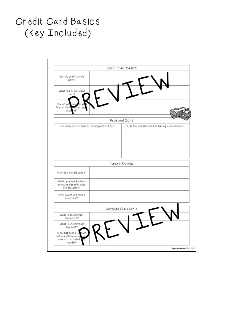 Credit Cards | Made By Teachers