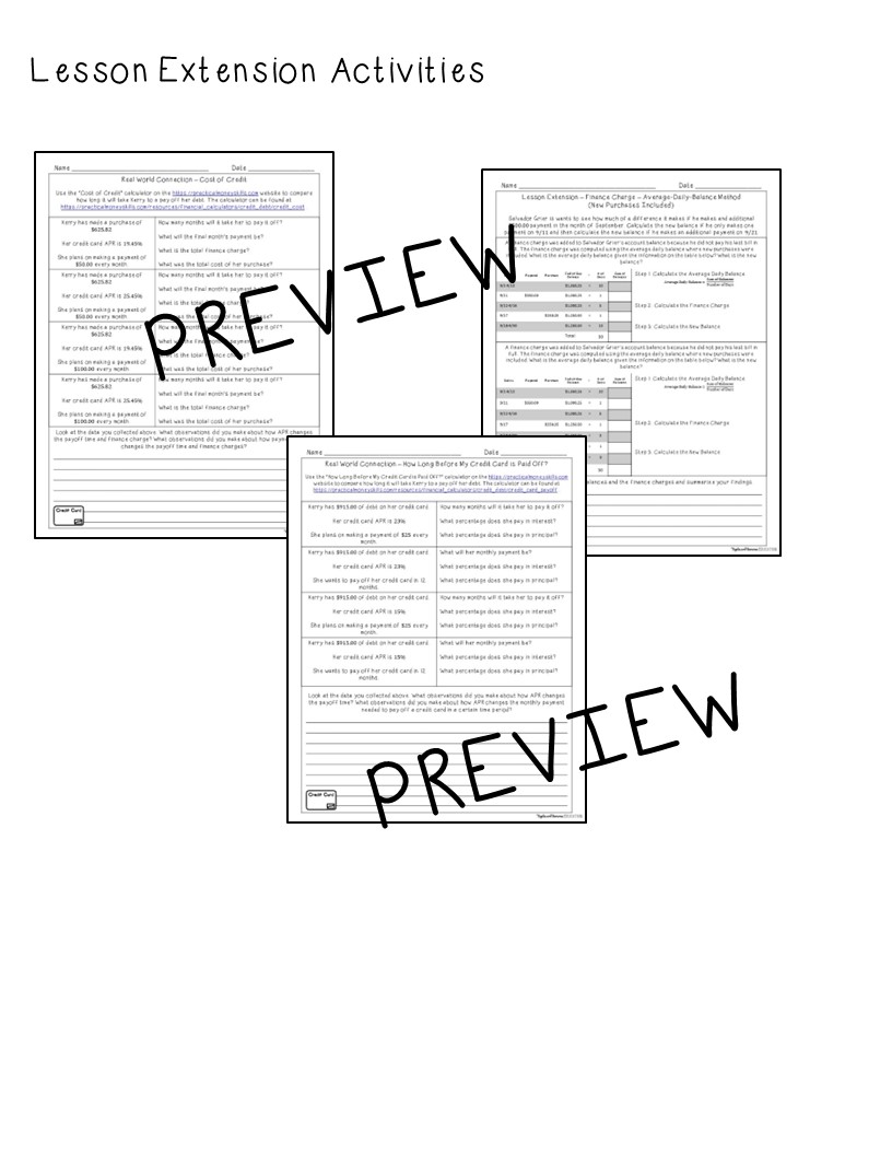 Credit Cards | Made By Teachers