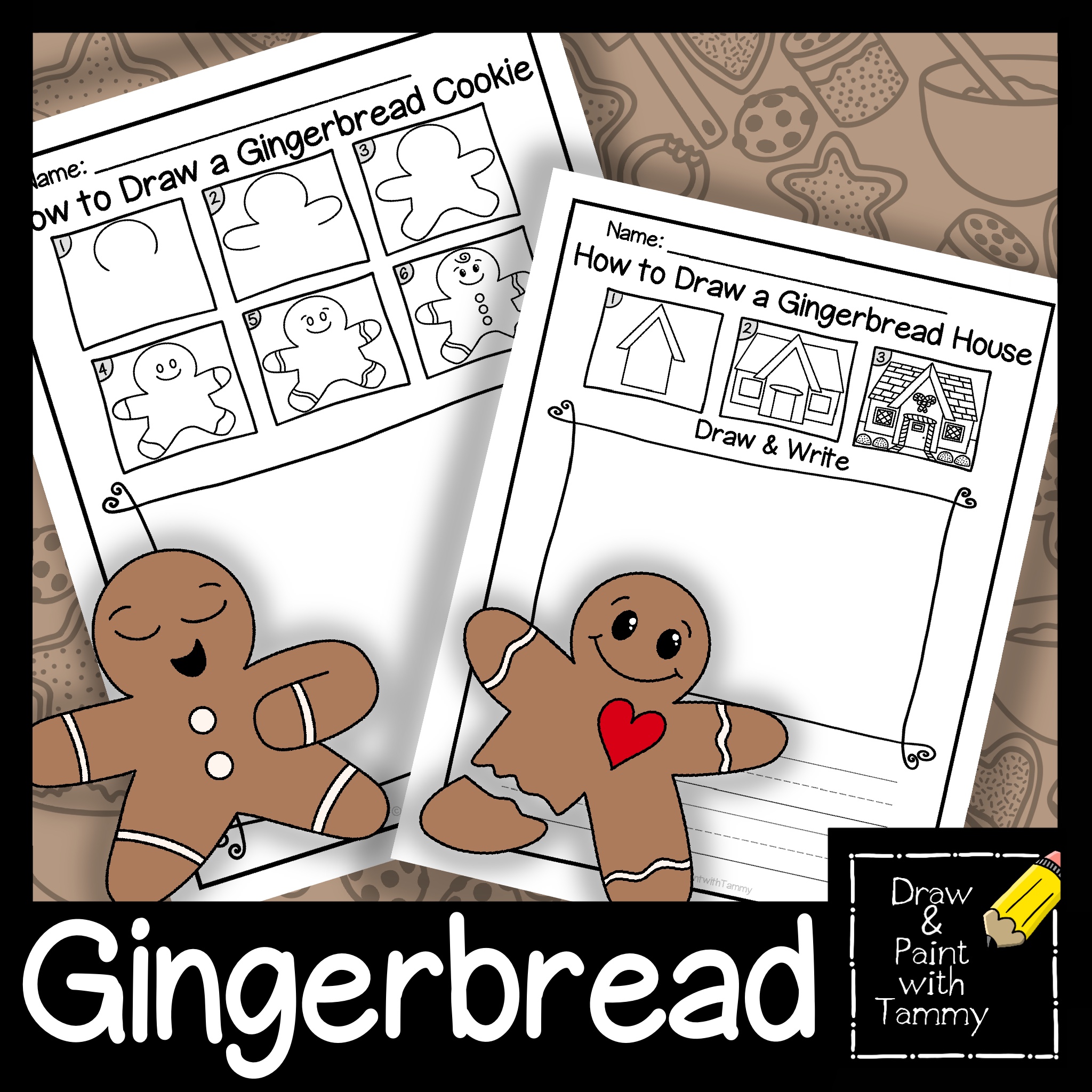Directed Drawing Gingerbread House Cookie Christmas How to Draw and ...