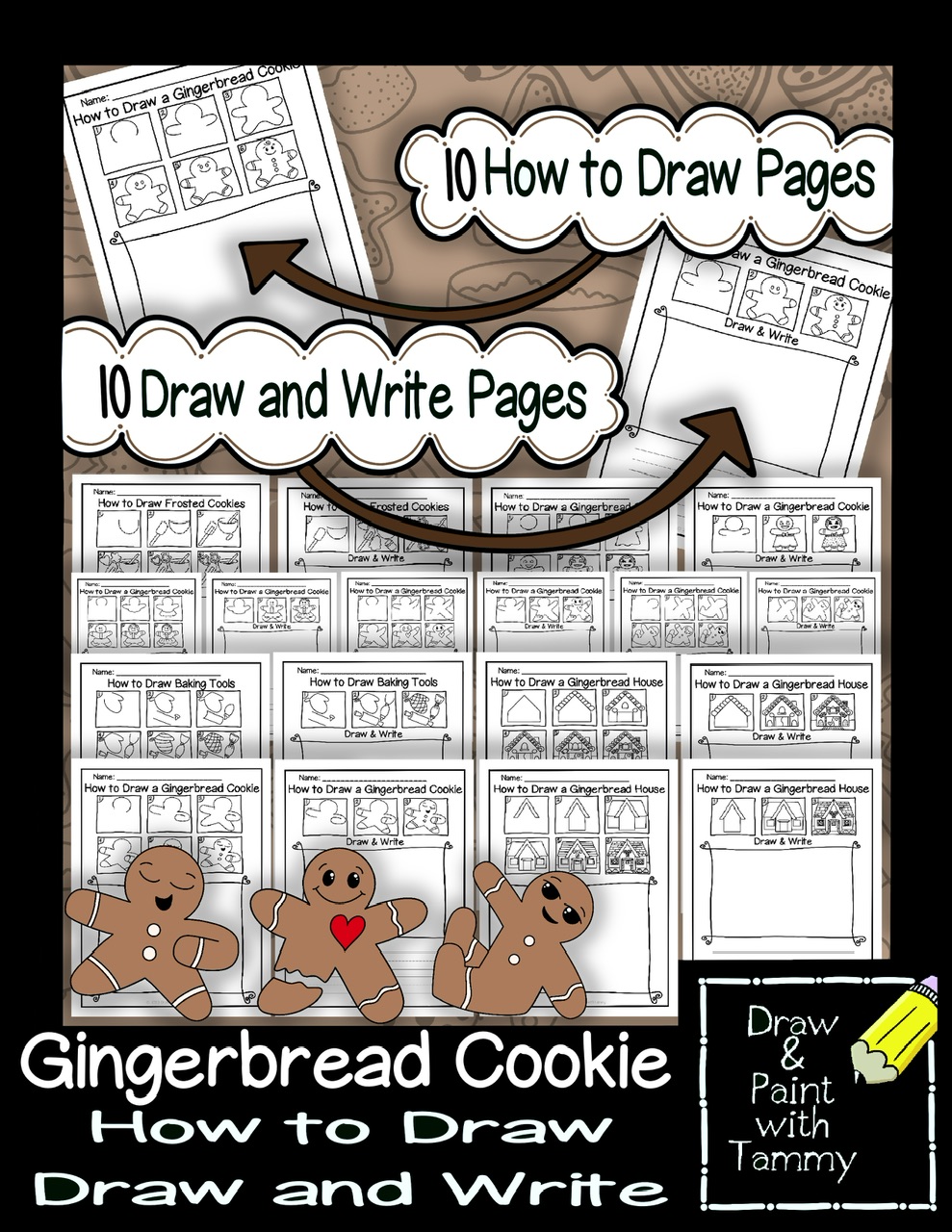 Directed Drawing Gingerbread House Cookie Christmas How to Draw and ...