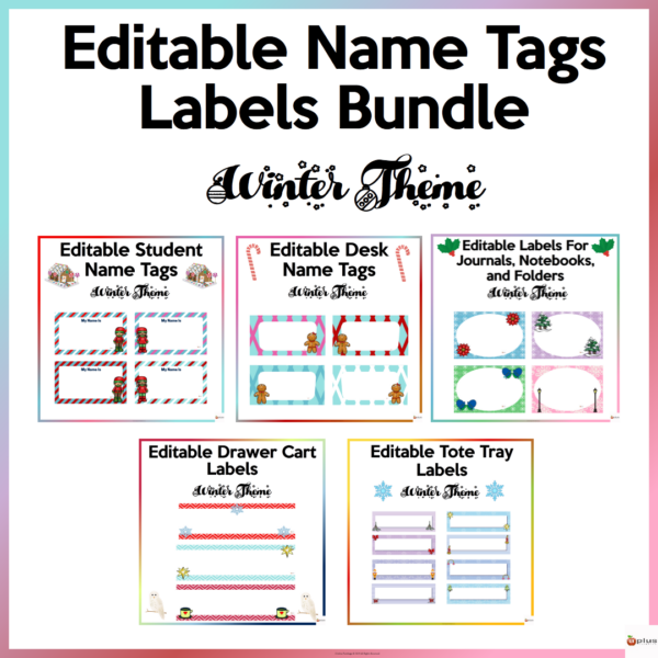 Editable Name Tags and Labels Winter Theme Bundle | Made By Teachers