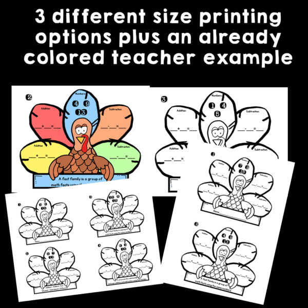 Addition and Subtraction Thanksgiving Math Craft | Fall Turkey Activity ...