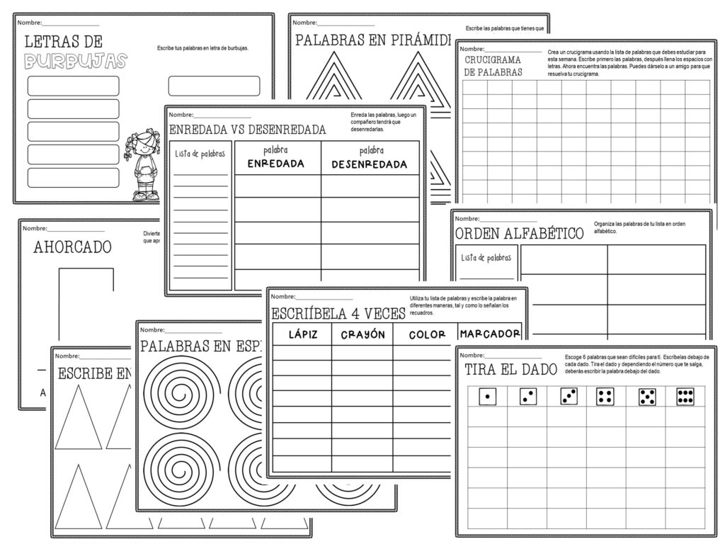 Spanish Spelling Activities | Actividades para practicar palabras ...