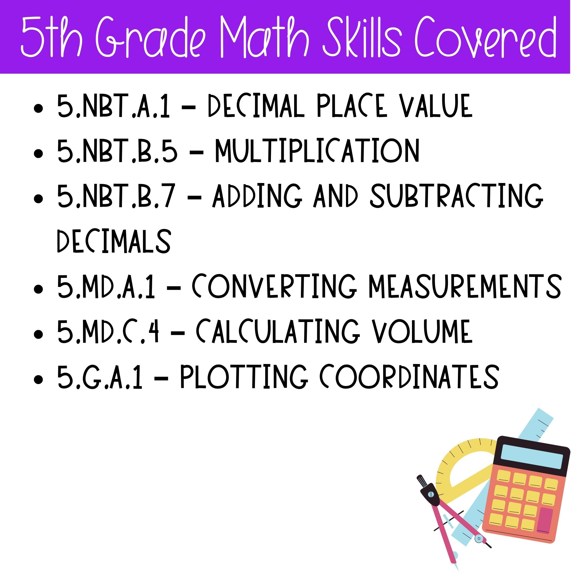 Grade 5 Math Daily Spiral Review for Math Homework or Math Morning Work ...