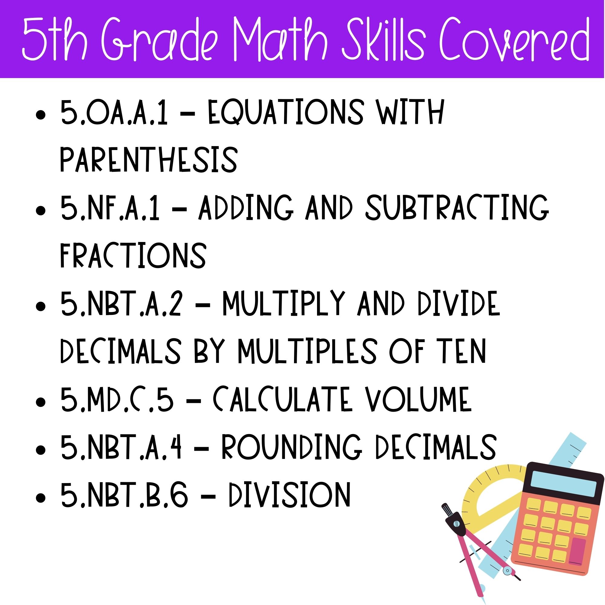 Grade 5 Math Daily Spiral Review for Math Homework or Math Morning Work ...