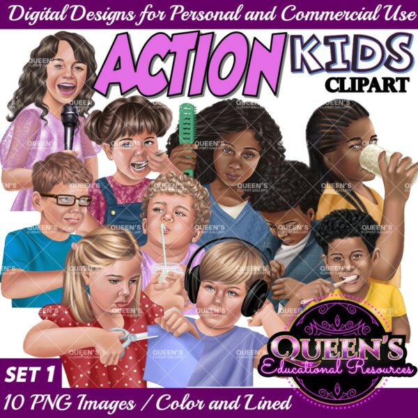 Action Kids Clipart, Kids Clipart, Kids Actions Clip Art, Kiddos ...