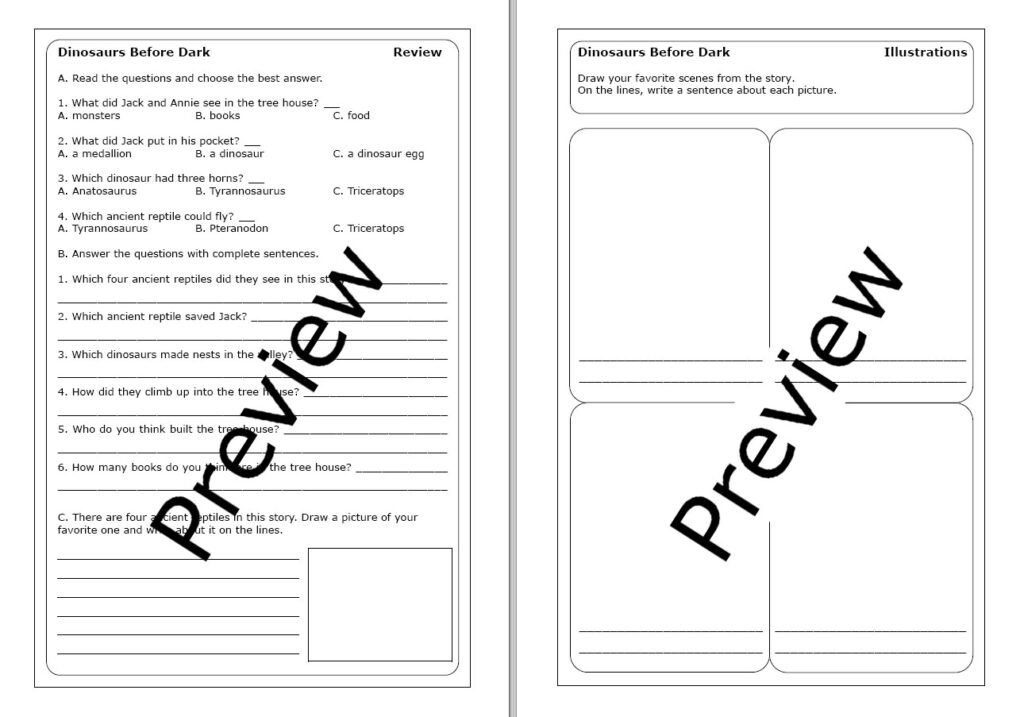 Magic Tree House "Dinosaurs Before Dark" worksheets | Made By Teachers
