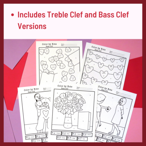 Valentine's Day Themed Color by Note - Treble Clef and Bass Clef | Made ...