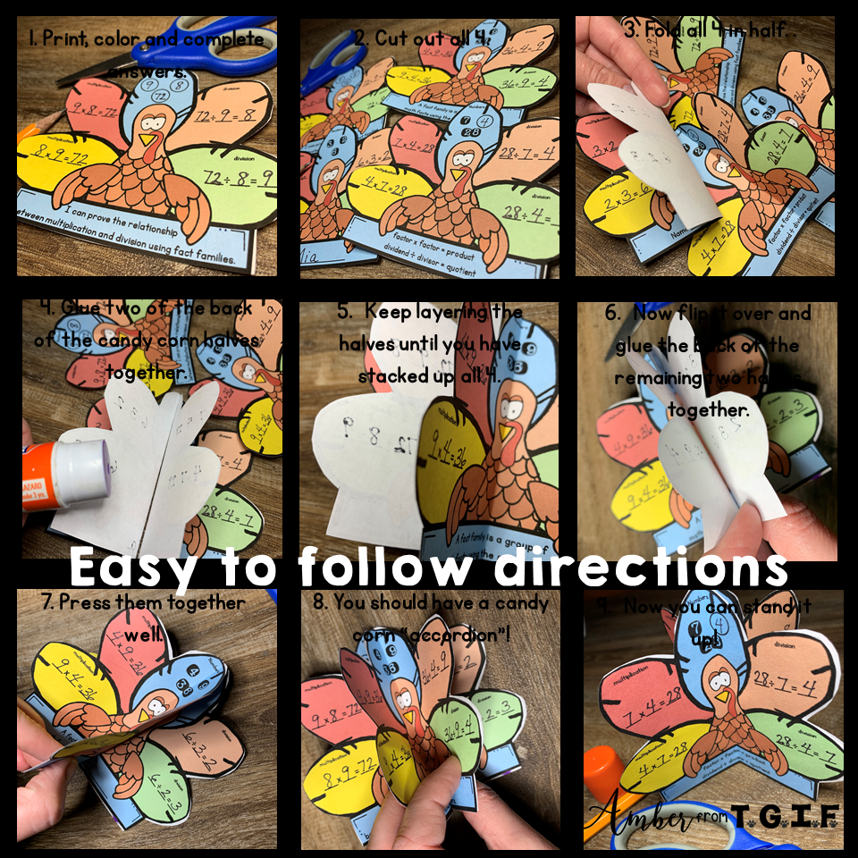 Thanksgiving Multiplication and Division November Math Craft | Fall ...