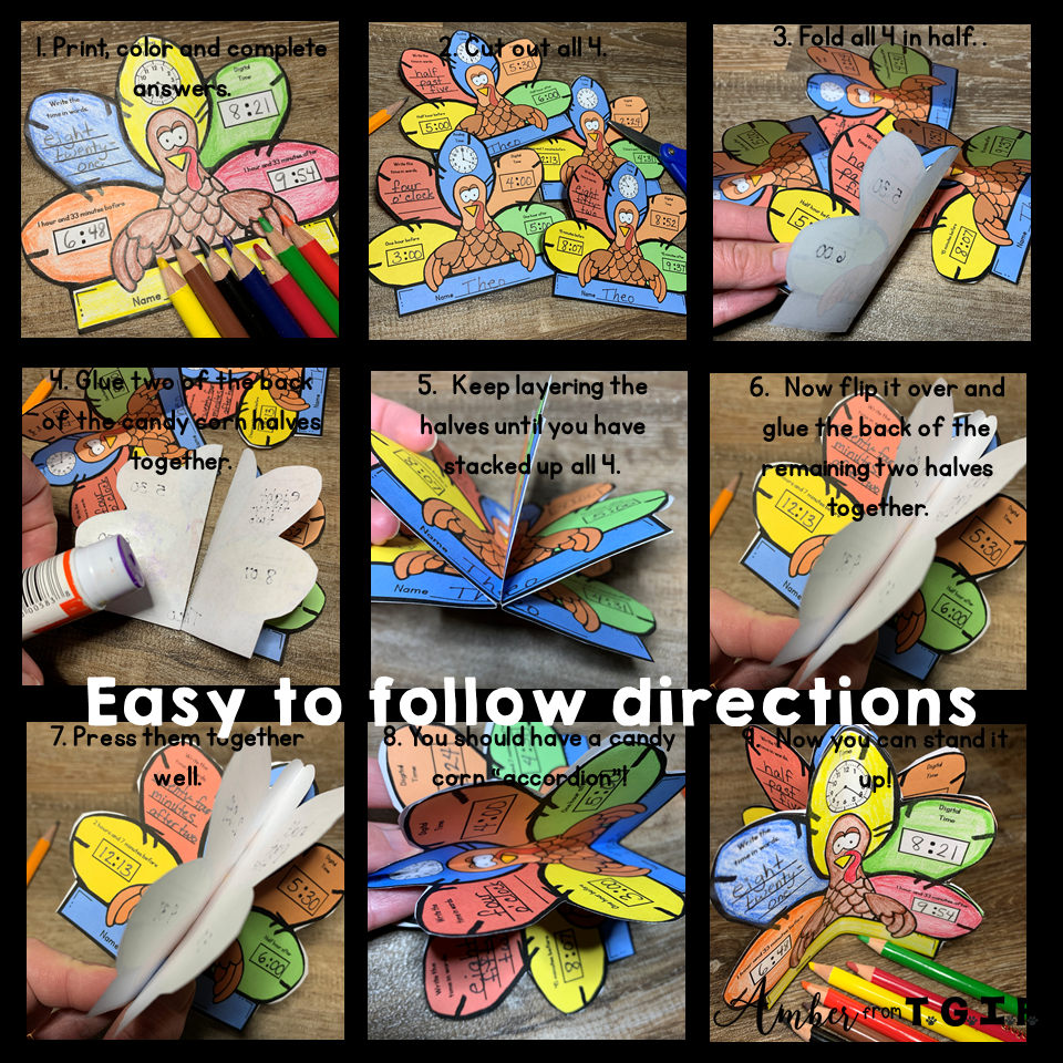 Telling Time and Elapsed Time Activity | Thanksgiving Fall Turkey Math ...