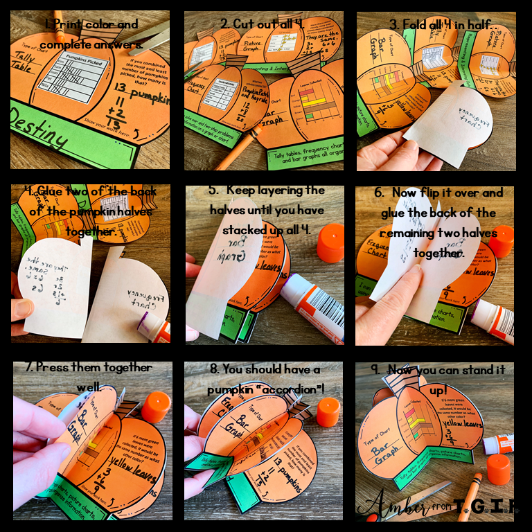 Interpret Data, Graphs and Charts Fall Math Thanksgiving Pumpkin Craft ...