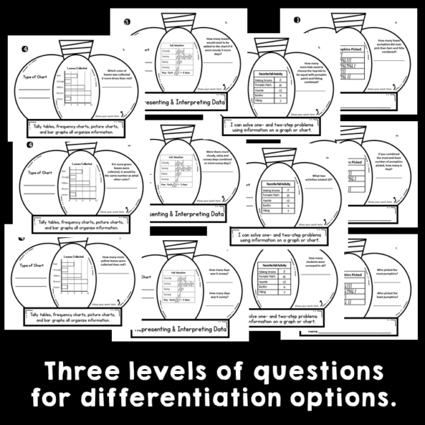 Interpret Data, Graphs and Charts Fall Math Thanksgiving Pumpkin Craft ...