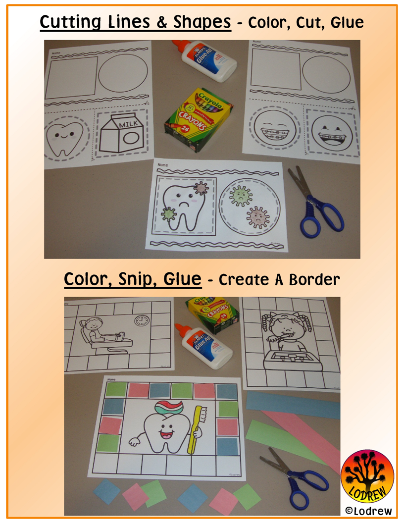 Scissor Skills Dental Health Centers Cut Paste No Prep Fine Motor ...