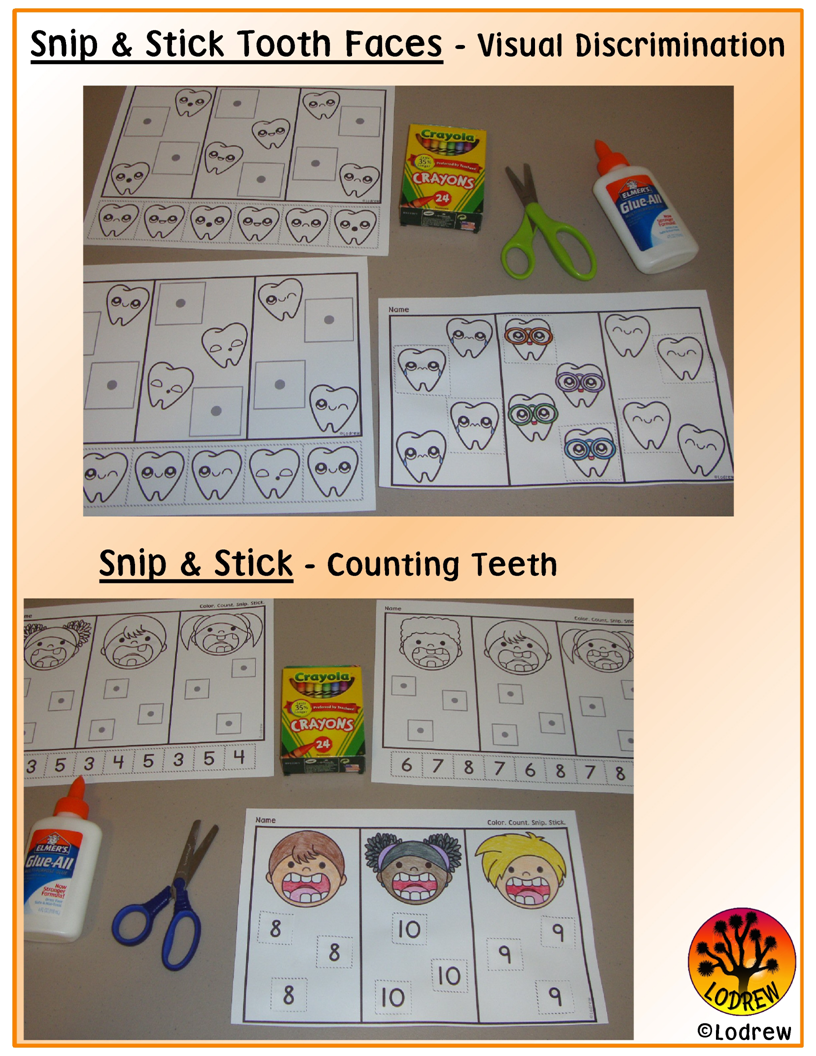 Scissor Skills Dental Health Centers Cut Paste No Prep Fine Motor ...