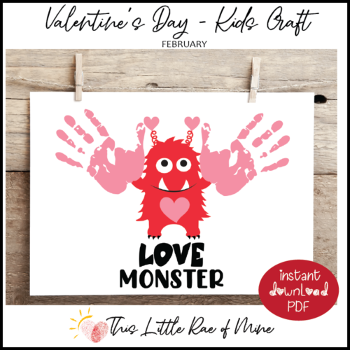 Love Monster - Valentine's Day - printable - Handprint art - keepsake ...