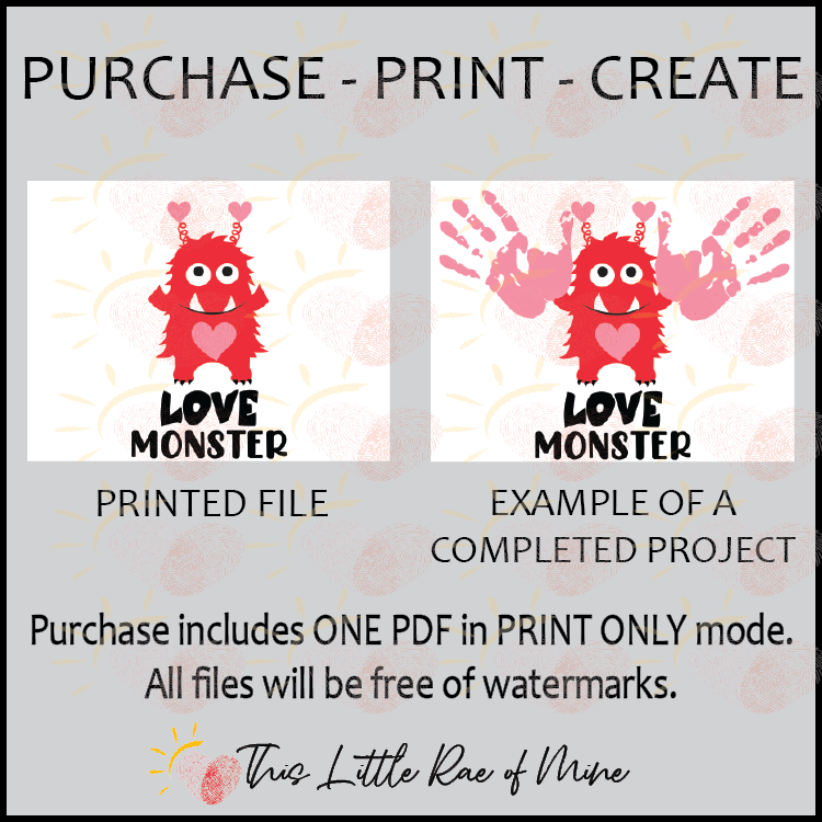 Love Monster - Valentine's Day - printable - Handprint art - keepsake ...